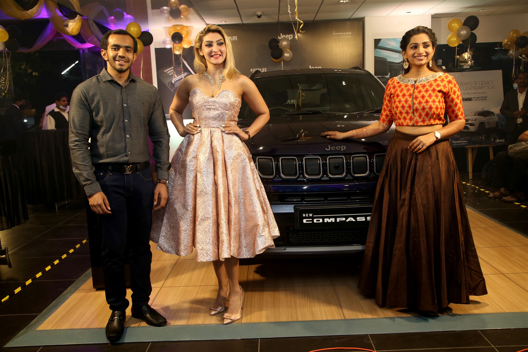Actresses Akshara Reddy, Nakshathra in New Jeep Compass Car Launch ...